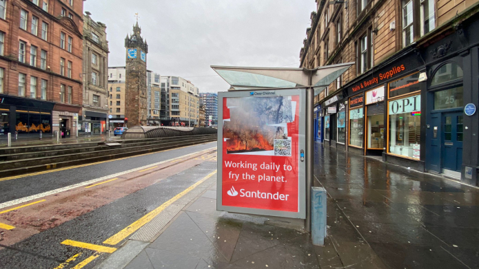 BankTrack – Subvertising stunt sees spoof Santander ads in Glasgow bus ...